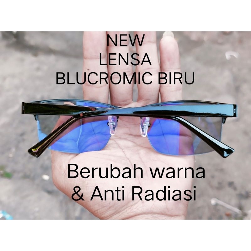 Jual NEW KACAMATA LENSA NORMAL & LENSA MINUS BLUCROMIC BIRU ANTI RADIASI UV 400 BERUBAH WARNA ...