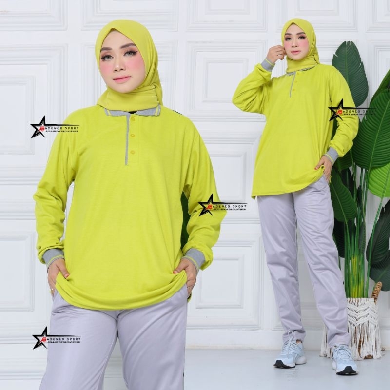 Jual Kaos Kerah Lakos Lengan Panjang Setelan Baju Olahraga / Seragam Baju Olahraga Wanita Dan ...