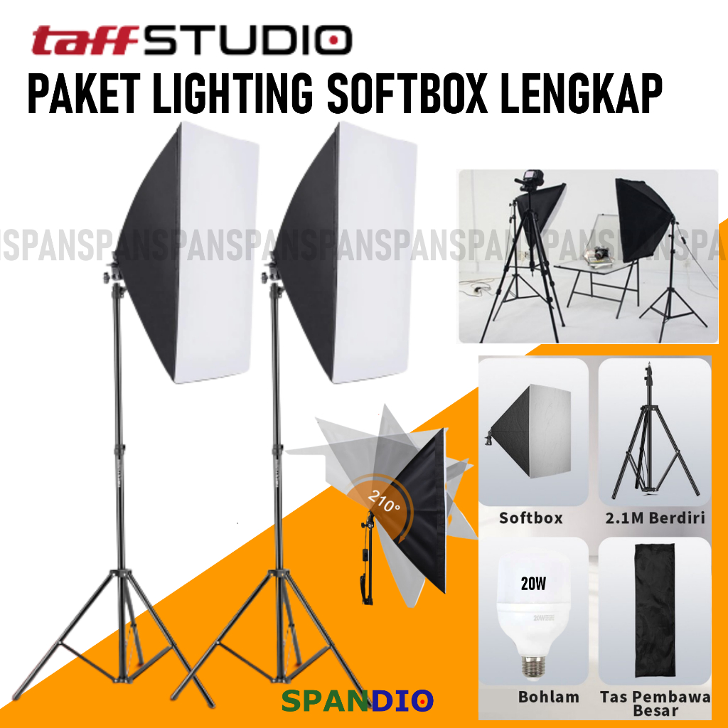 Jual Paket Lighting Studio Foto Softbox E27 Light stand Gratis Bohlam ...