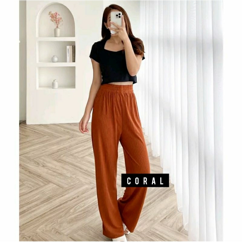 Jual DistrictFashion - Celana Kulot Wanita Knit Pants Tali Serut / Knit ...