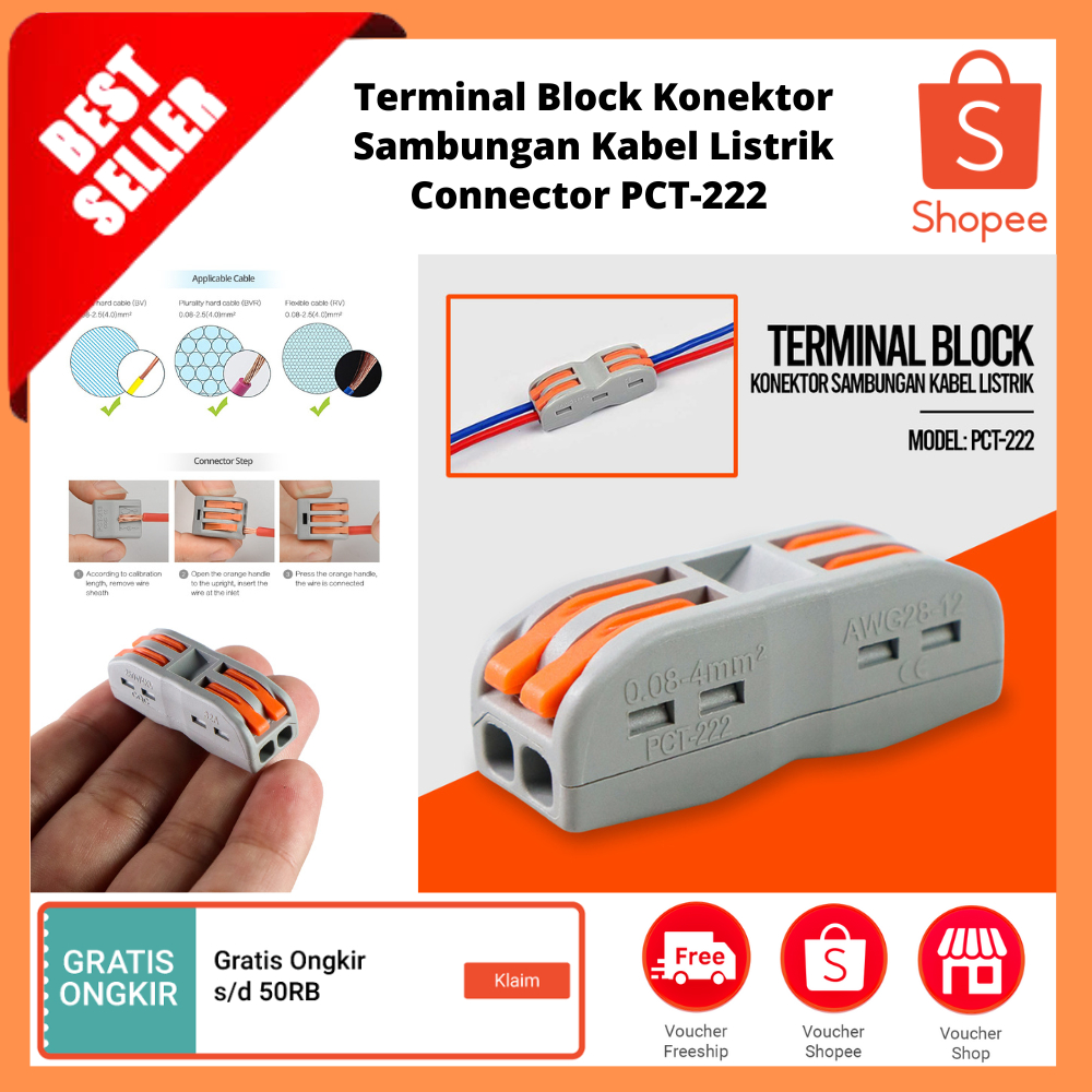 Jual Terminal Block Konektor Sambungan Kabel Listrik Connector PCT ...