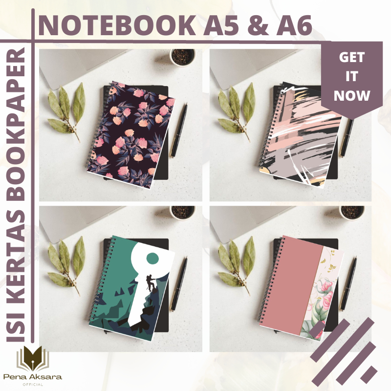 Jual Notebook Kertas Bookpaper Putih Gading Ukuran A5 dan A6 Motif dan ...