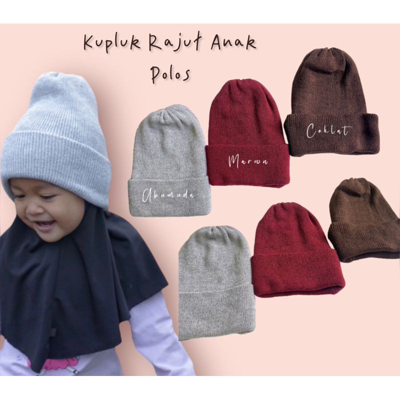 Jual KUPLUK RAJUT ANAK (Motif Polos) | Shopee Indonesia