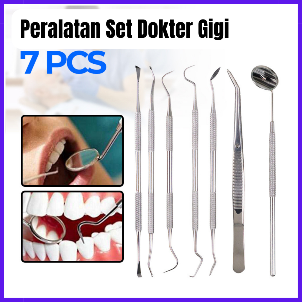Jual Set alat membersihkan gigi lengkap 7pcs Peralatan Set Dokter Gigi ...