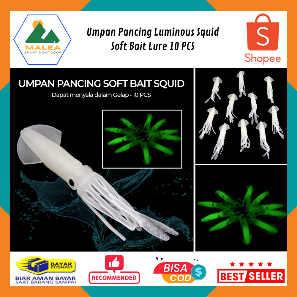Jual Umpan Pancing Luminous Squid Soft Bait Lure 10 PCS / Umpan Pancing ...