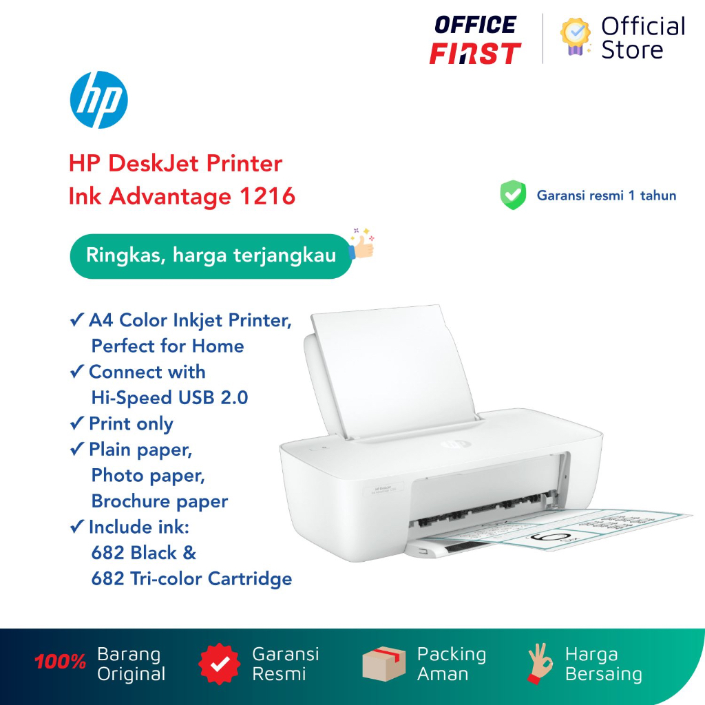Jual HP DeskJet Ink Advantage 1216 Printer Print Only Tinta 682 Hitam ...
