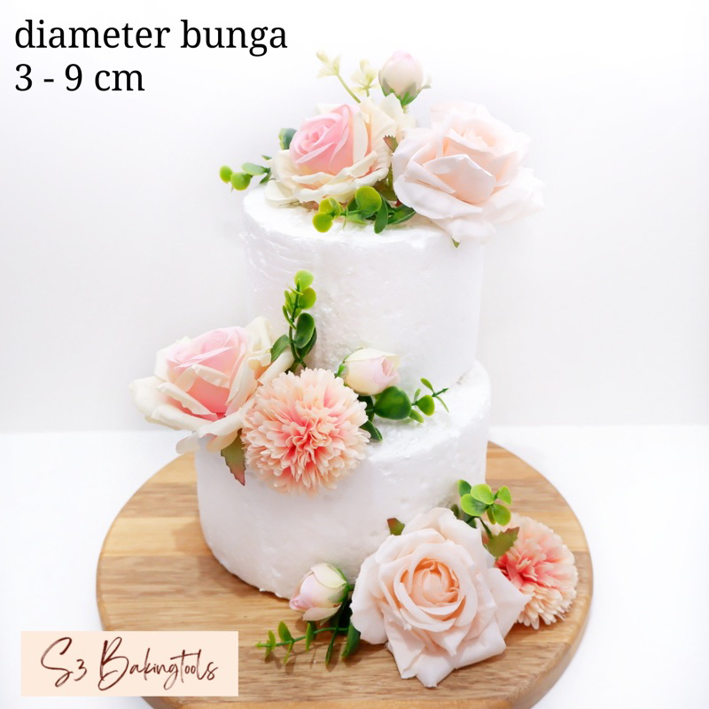 Jual Cake Topper hiasan kue artificial flower happiness peach | Shopee Indonesia