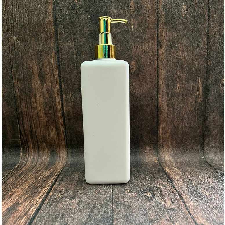 Jual Botol Putih Kotak HDPE 500ml N24 PUMP CLIP OIL GOLD / 500 ml Putih Kotak HDPE N24 tutup ...