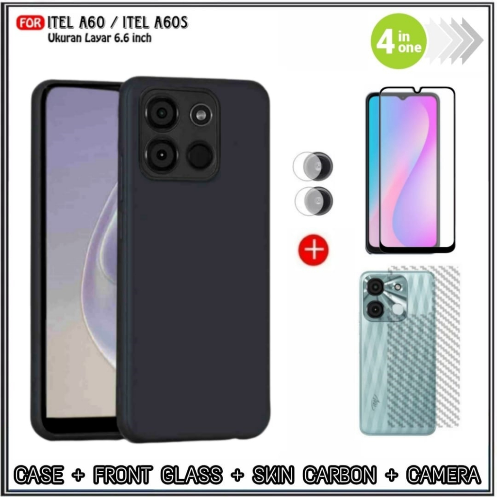 Jual Riyanali_Shop PAKET 4IN1 Case ITEL A60 ,A60S Soft Case Black Matte ...