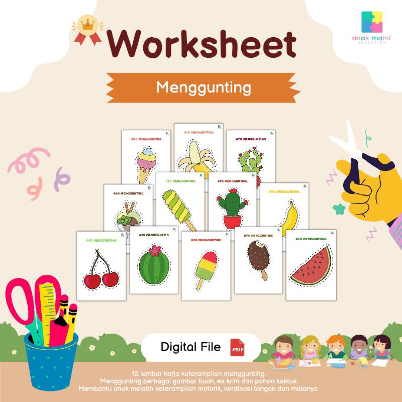 Jual Worksheet Aktivitas Menggunting / Printable Edukasi | Shopee Indonesia