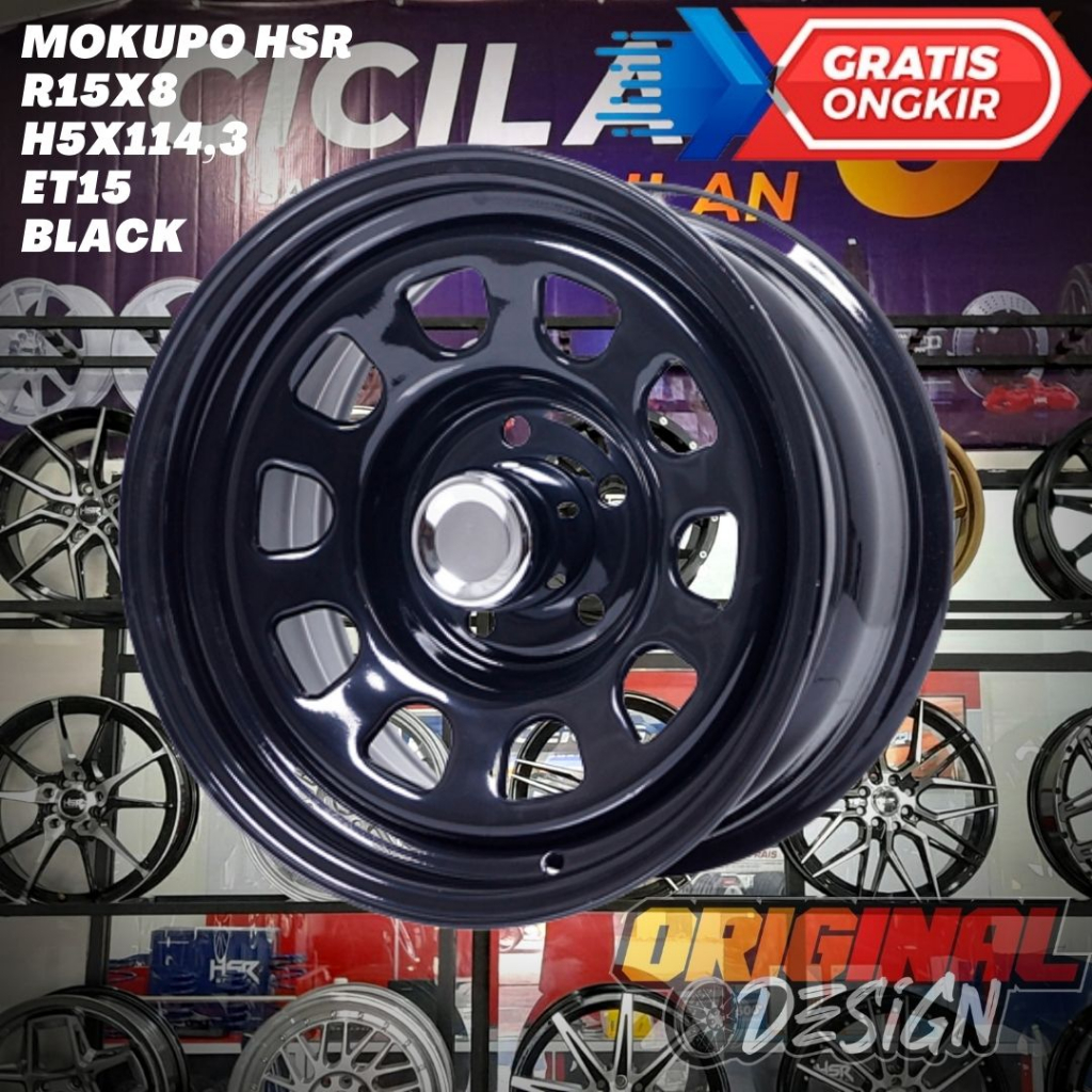 Jual Velg Mobil Ring 15 DAYTONA STEEL HSR MOKUPO R15 Lebar 8 ET15 BLACK ...