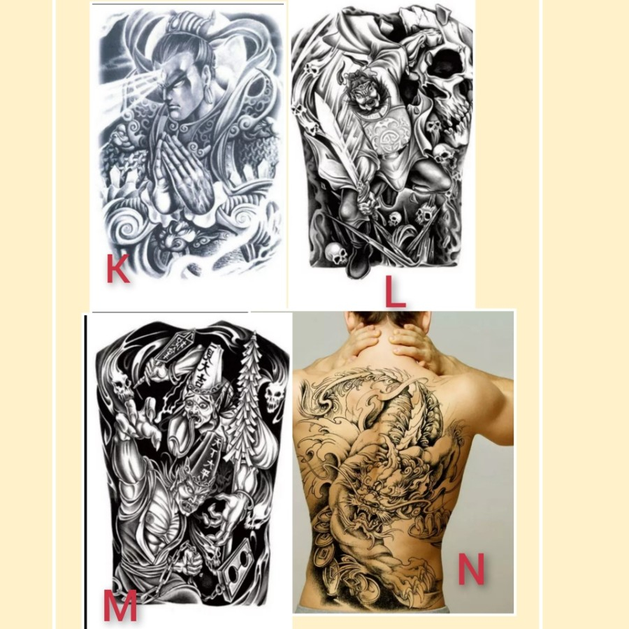 Jual tato punggung penuh temporer pria 48*34cm tattoo temporary back ...