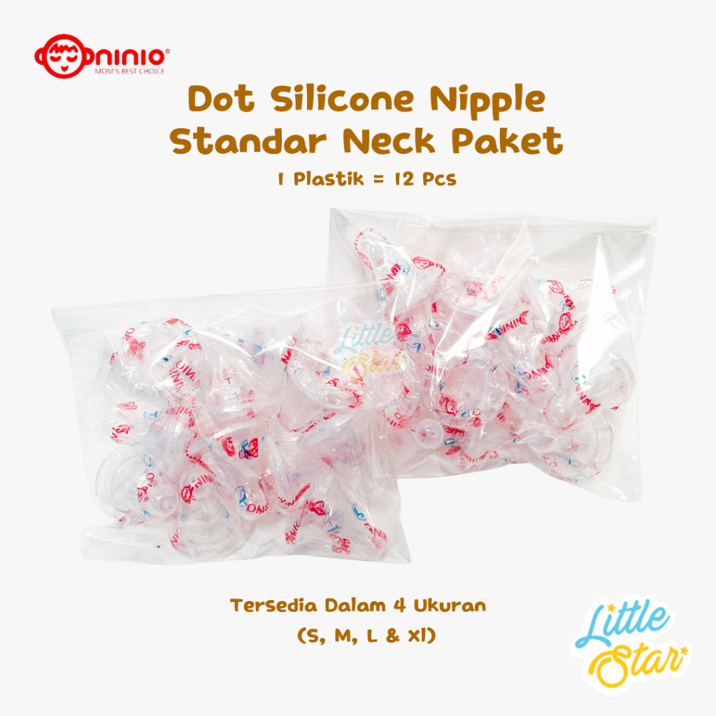 Jual Ninio Dot Silicone Nipple Karet Basic Bulat Standard Neck Paket ...