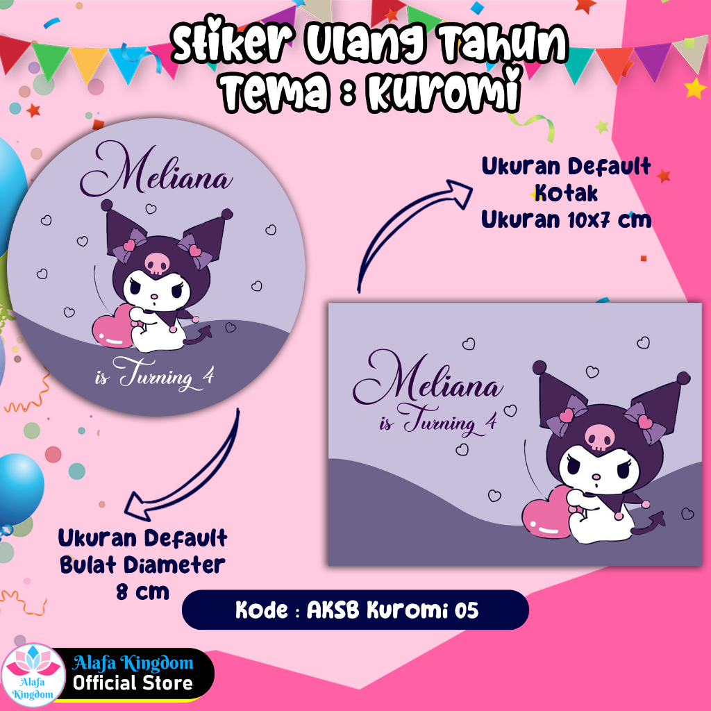 Jual Alafakingdom Stiker Label Ulang Tahun Birthday Ultah Kuromi Custom ...