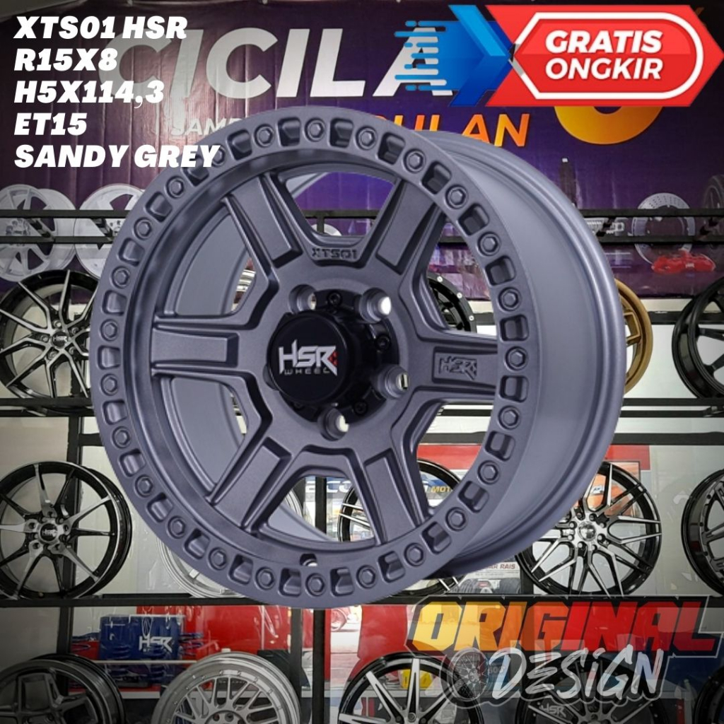 Jual Velg Mobil Ring 15 Model Offroad HSR XTS01 R15 Lebar 8 Lobang 5 ET15 GREY | Shopee Indonesia