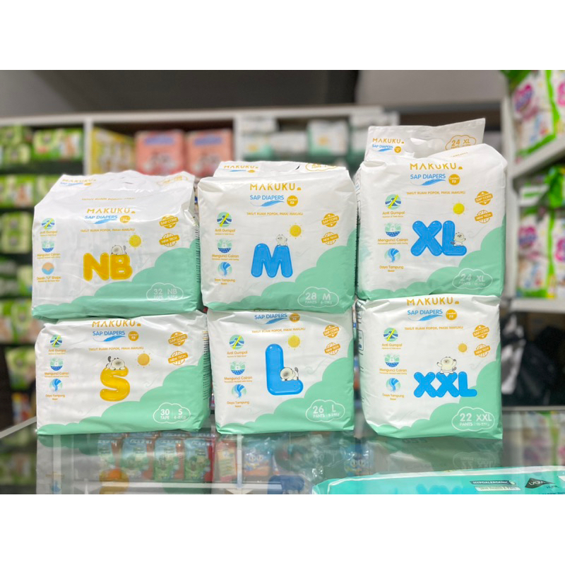 Jual SALE MAKUKU SAP DIAPERS COMFORT FIT NB30 / S28 / M26/ L26/ XL22 ...