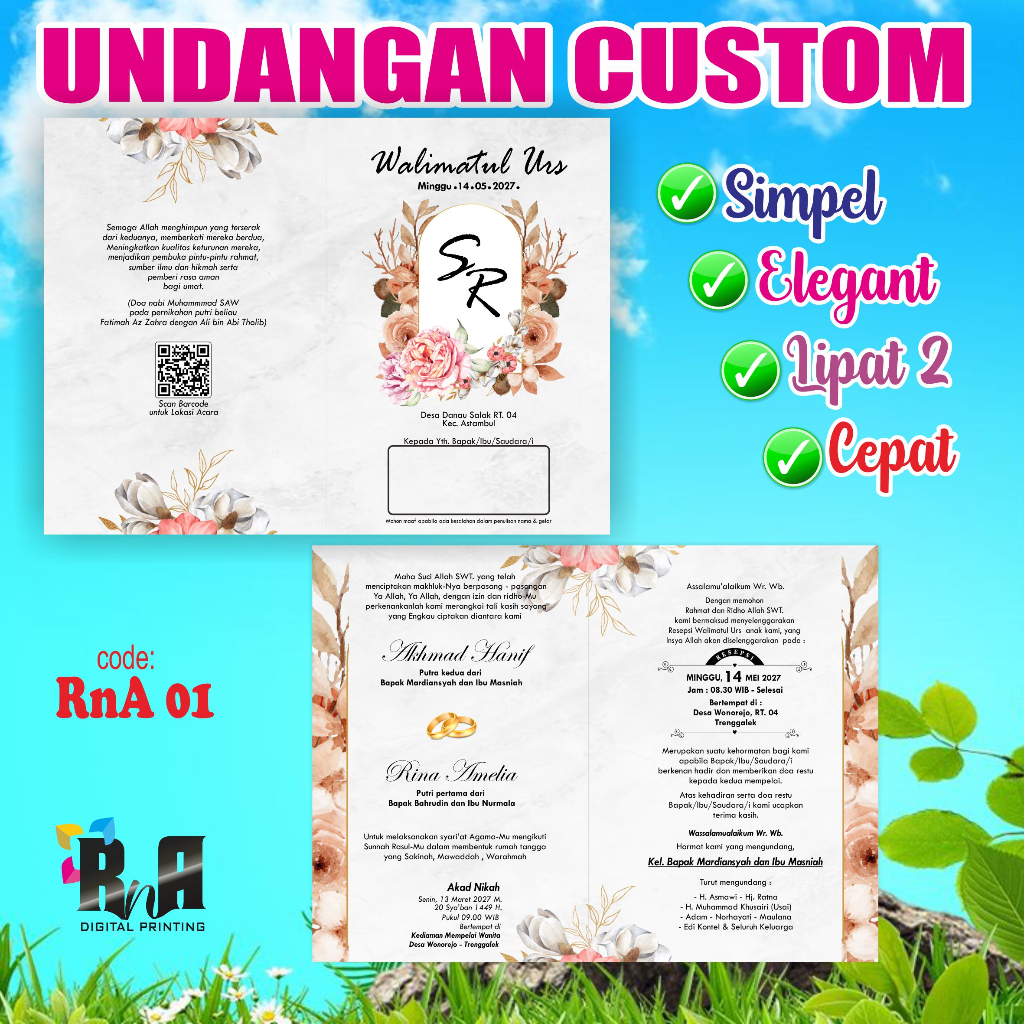 Jual UNDANGAN PERNIKAHAN CUSTOM WARNA ELEGANT | Shopee Indonesia