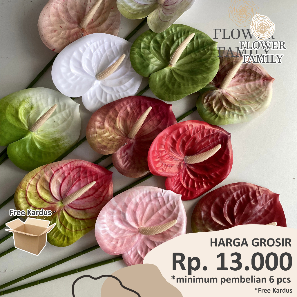 Jual Flower Family - BUNGA ARTIFICIAL ANTHURIUM SEMI LATEX/BUATAN PALSU ...