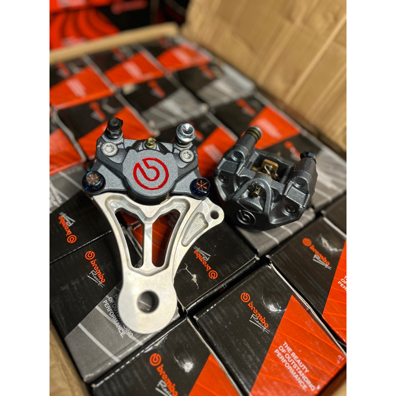 Jual Kaliper Brembo 2 Piston Big Titanium set breket mio vario beat ninja vixion dan mxking ...