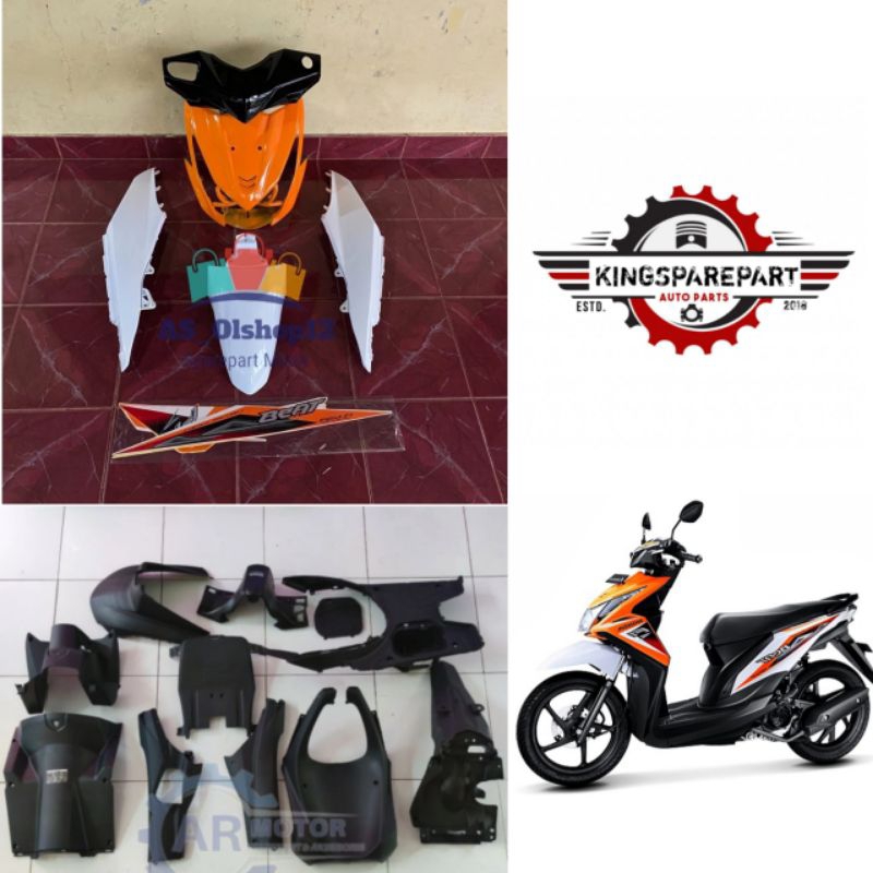 Jual cover body full halus kasar honda beat fi 2013-2016 putih oren ...