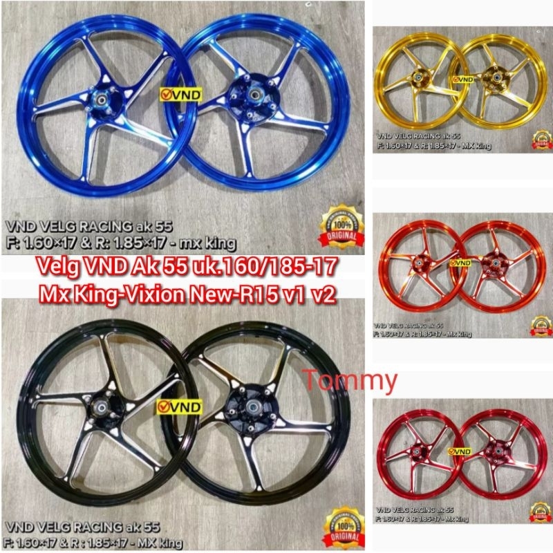 Jual Velg VND Ak 55 Mx King New Vixion nvl nva R15 v1 v2 VND AK55 160/185-17 palang 5 | Shopee ...