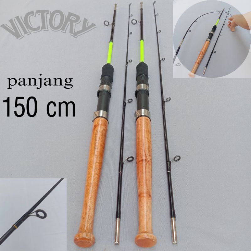 Jual Joran Pancing Ikan Mas 150 Cm 165 cm Fiber Solid Gagang Kayu ...
