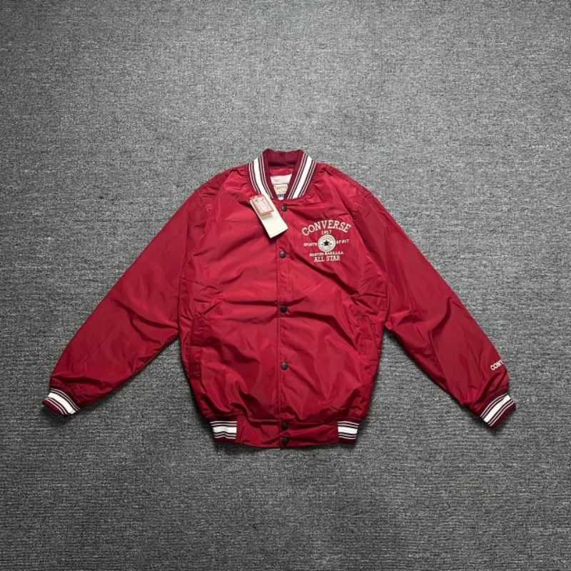 Jual JAKET BOMBER VARSITY CONVERSE RED BORDER FULL TAG LABEL | Shopee ...