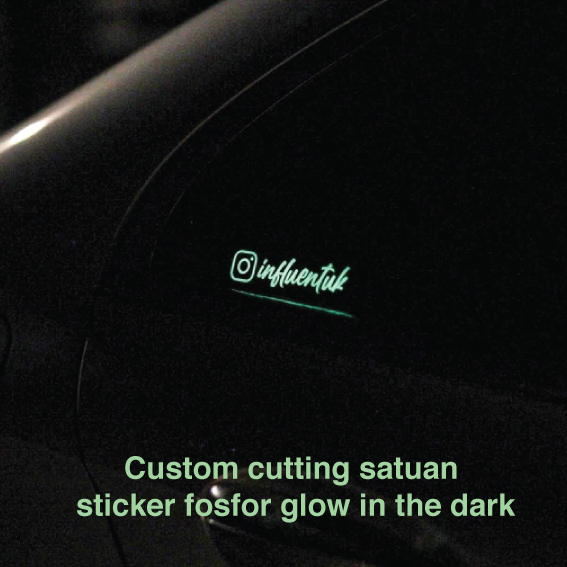Jual cutting sticker glow in the dark custom nama logo menyala fosfor ...