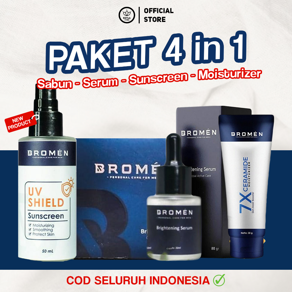 Jual BROMEN SABUN DAN SERUM WAJAH SKINCARE PRIA MENCERAHKAN ANTI ...