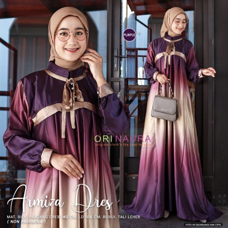 Jual Armiza dress gradasi mat silk ORI Naura | Shopee Indonesia