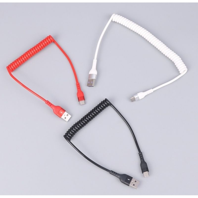 Jual Kabel charger cas ces power HL spiral Tipe C spring quick fast ...