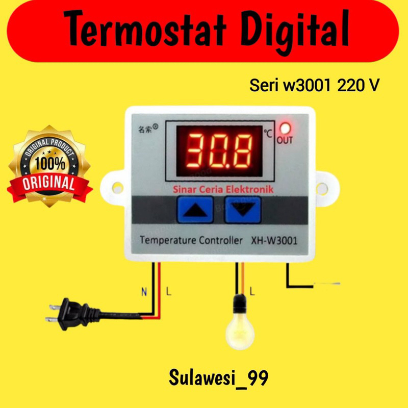 Jual Termostat Digital 220V Termostat w3001 AC untuk Mesin tetas ...
