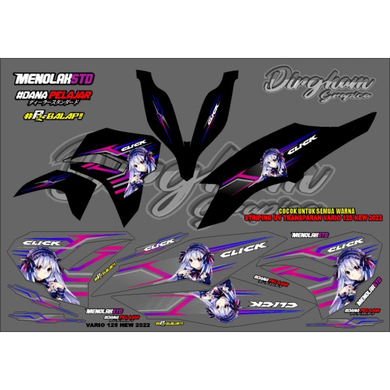 Jual [COD] Striping UV transparant Honda Vario 125new,wibu anime ...