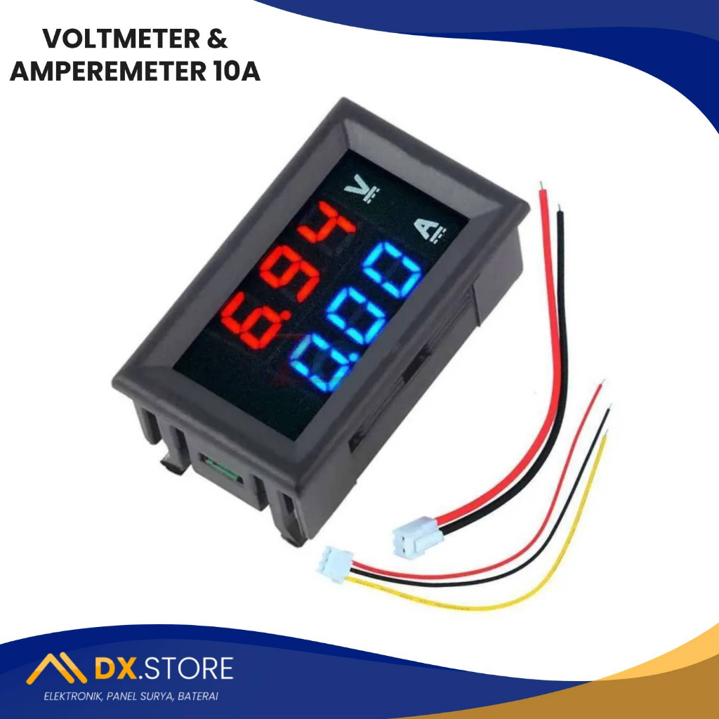 Jual DUAL VOLTMETER AMMETER AMPERE METER LED 0-100V 0-10A DC | DUA TRIMPOT | Shopee Indonesia