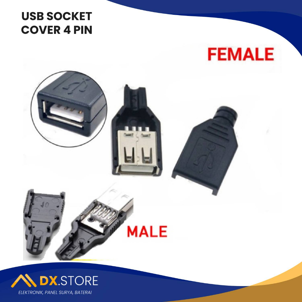 Jual COVER USB 4 Pin Plug Socket Connector Kosong Male Female - MALE ...