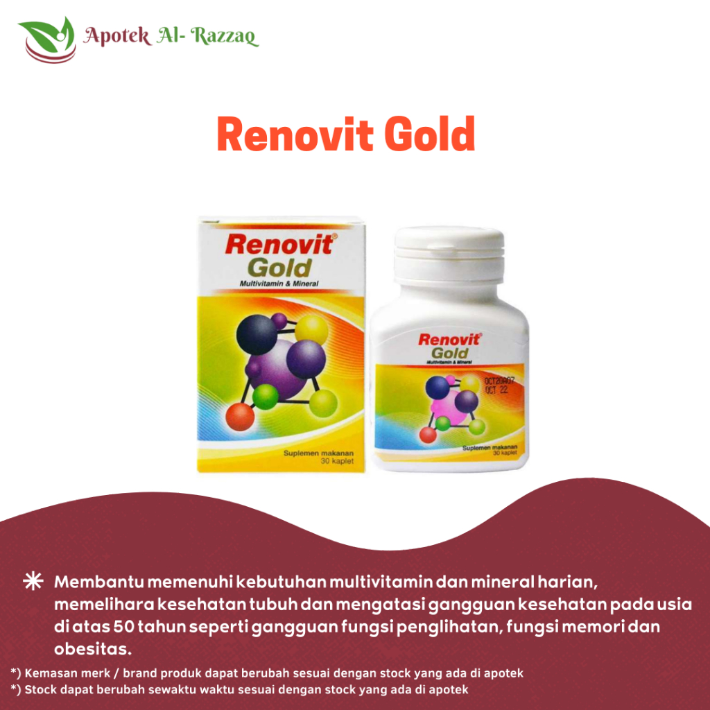 Jual Renovit Gold Botol 30 Kaplet - Multivitamin dan Mineral | Shopee ...