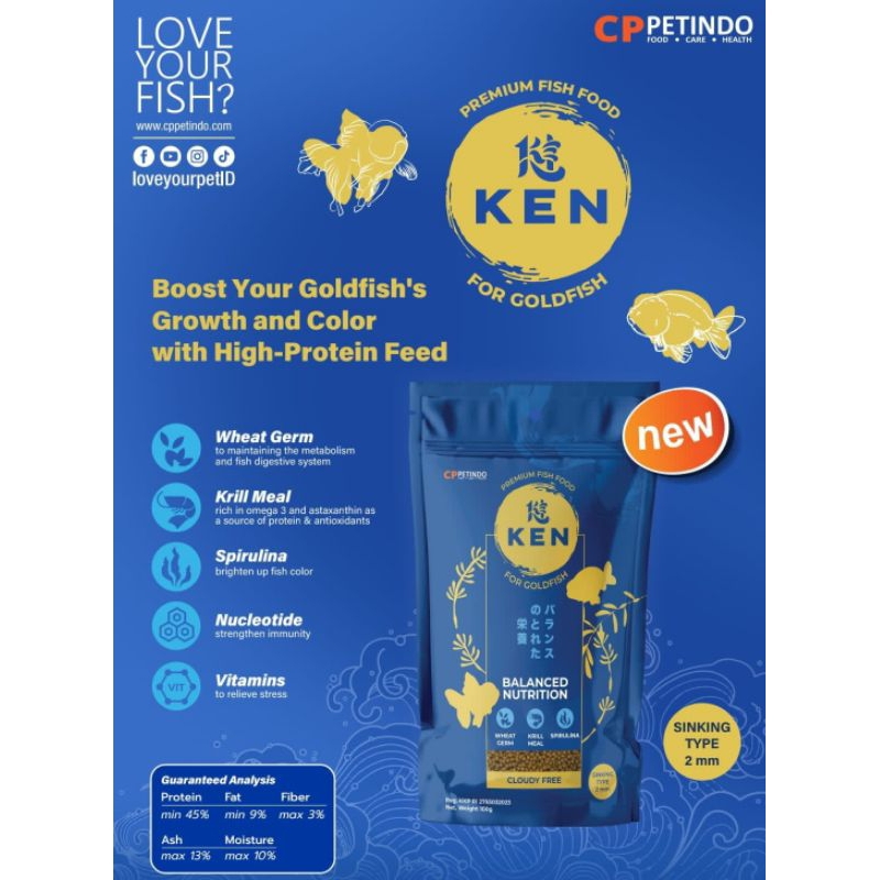 Jual Pakan Premium Ikan Hias KEN Fish Food For Goldfish Koki 2mm ...