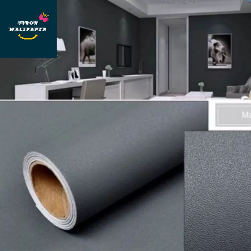 Jual wallpaper stiker dinding abu tua decor dinding rumah | Shopee ...