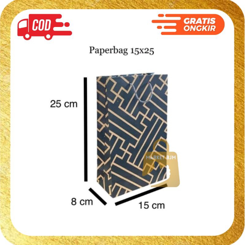 Jual MBJM - PAPER BAG WAFER 25x8x15 MOTIF MINIMALIS KECIL TAS KADO ...
