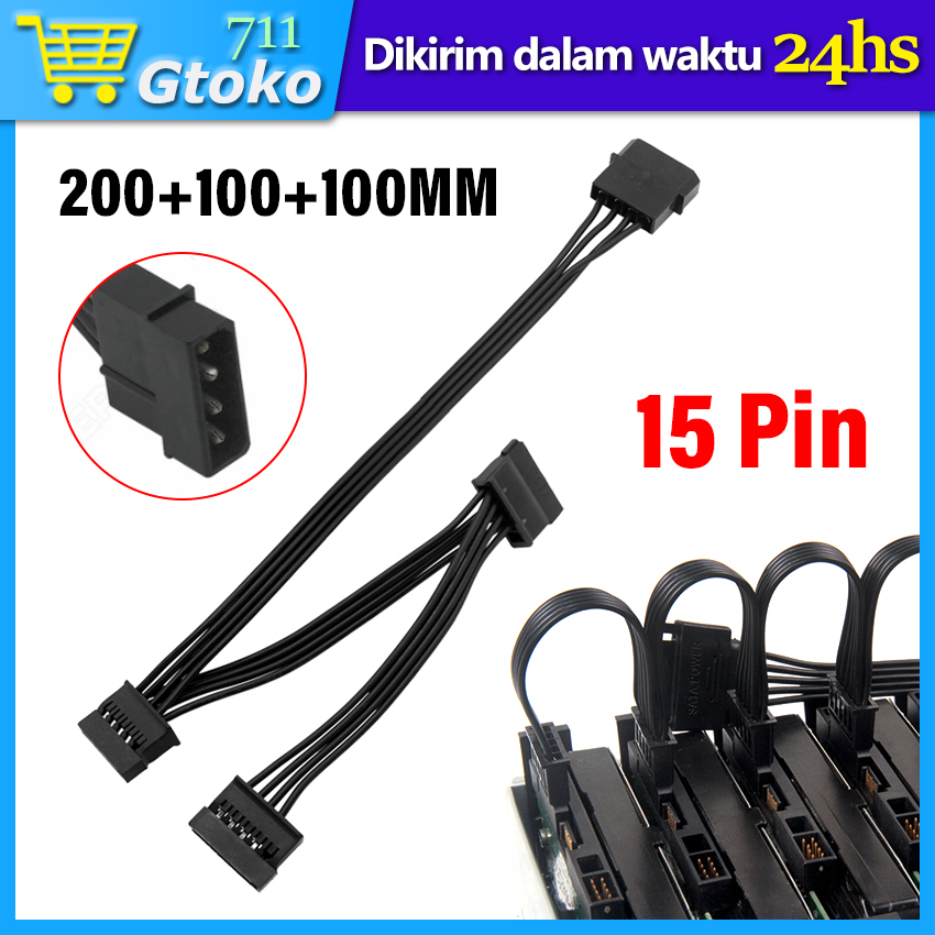 Jual Kabel Sata Power 15Pin 1 To 3 Splitter Cabang SSD HDD Extension ...