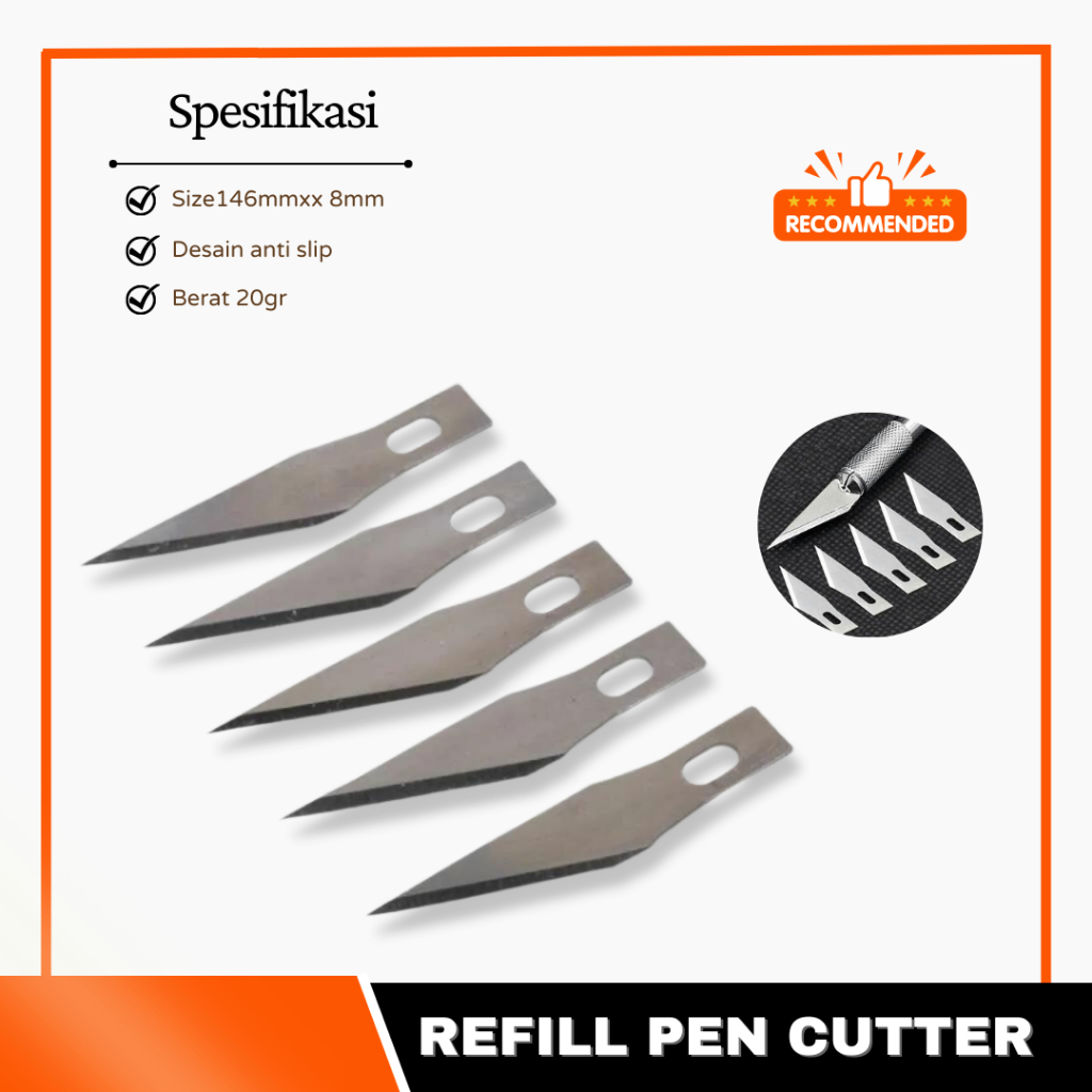 Jual Refill Mata Pisau Pen Cutter SET 5 Isi Ulang Pemotong Kertas ...