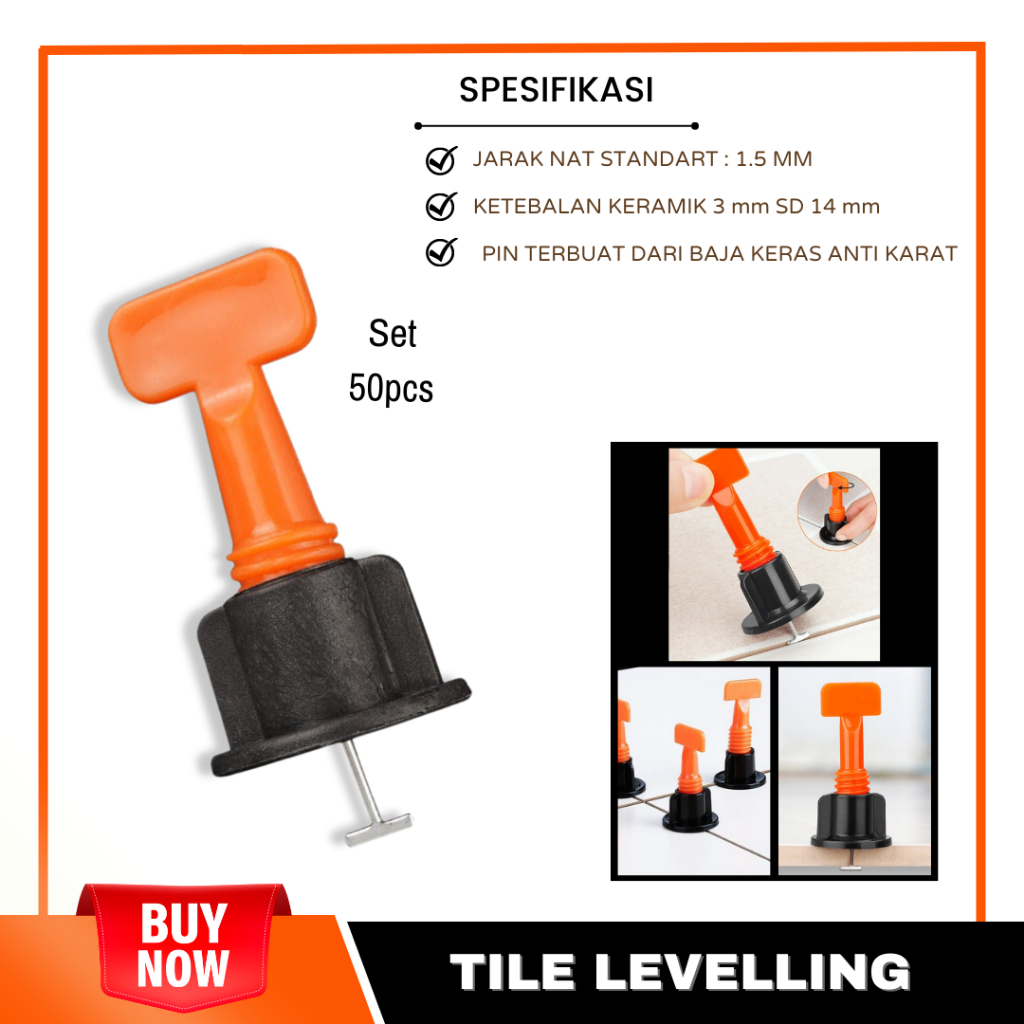 Jual Tile Leveling Spacer Reusable SET 50pcs Alat Perata Level Pengatur ...