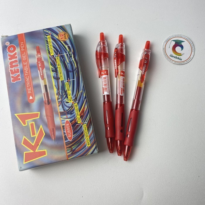 Jual Pulpen KENKO K1 Gel Warna Merah 0.5mm - 12 pcs | Shopee Indonesia