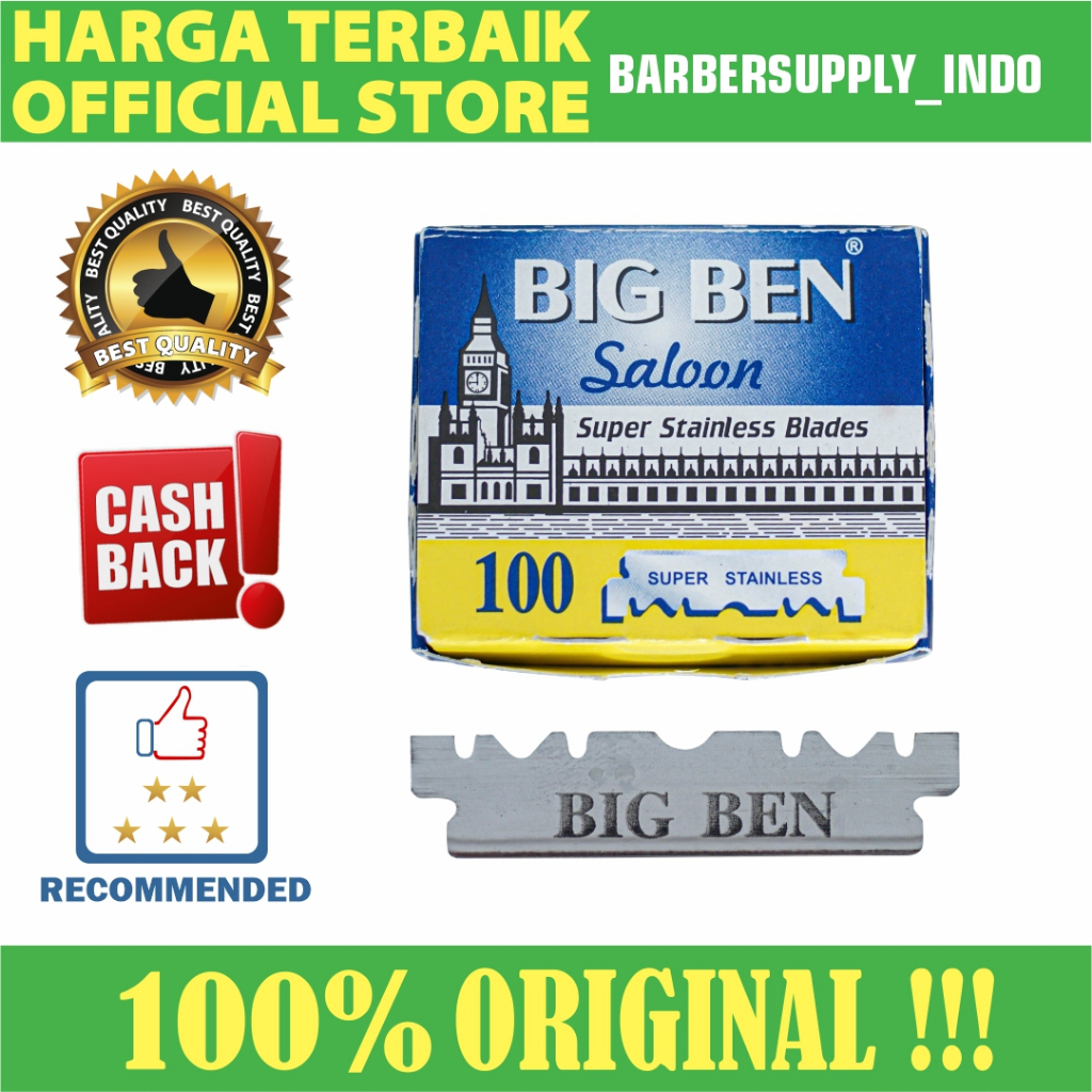 Jual PISAU SILET RAZOR BIG BEN BARBER PANGKAS SALON ISI 100PCS | Shopee ...