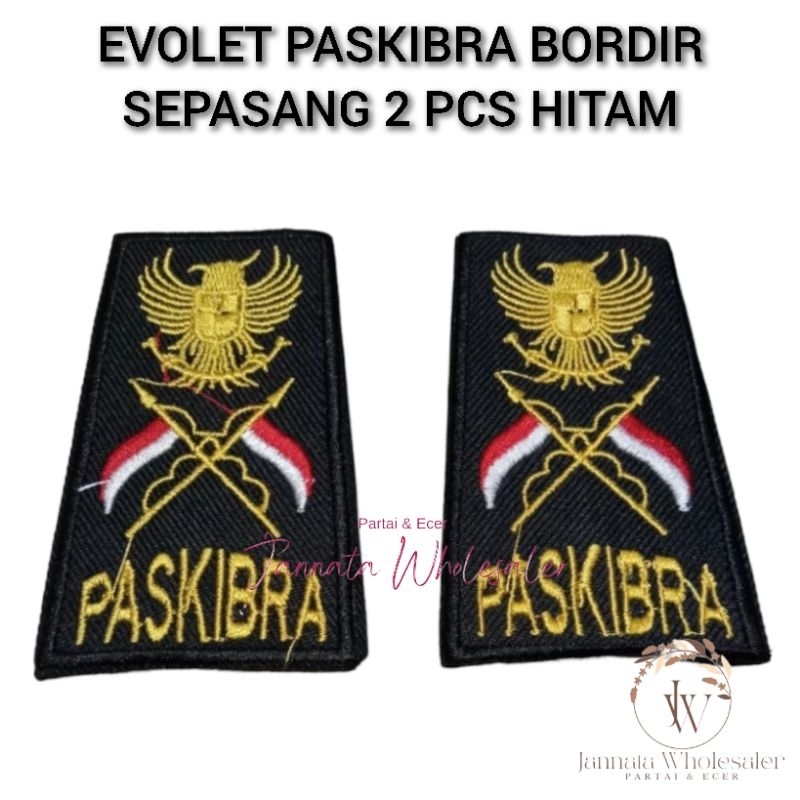 Jual Satu Set 2 Biji Tanda Evolet Paskibraka Bordir | Bed Paskib Hitam ...