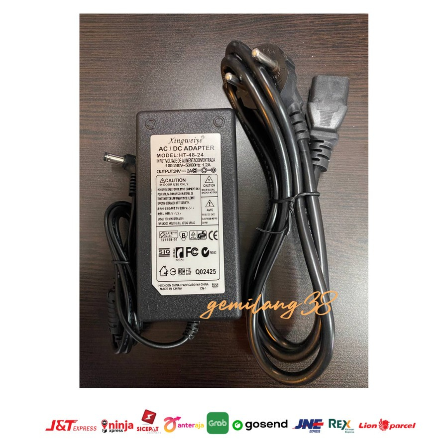 Jual Adaptor 24V 2A + kabel Power Supply Switching Adaptor 24 Volt 2 A - 150 cm | Shopee Indonesia