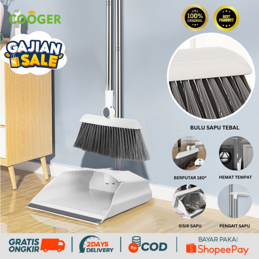 Jual COOGER Sapu Dan Pengki Set Sapu Broom Dustpan Deluxe Set Sapu 2IN1 ...