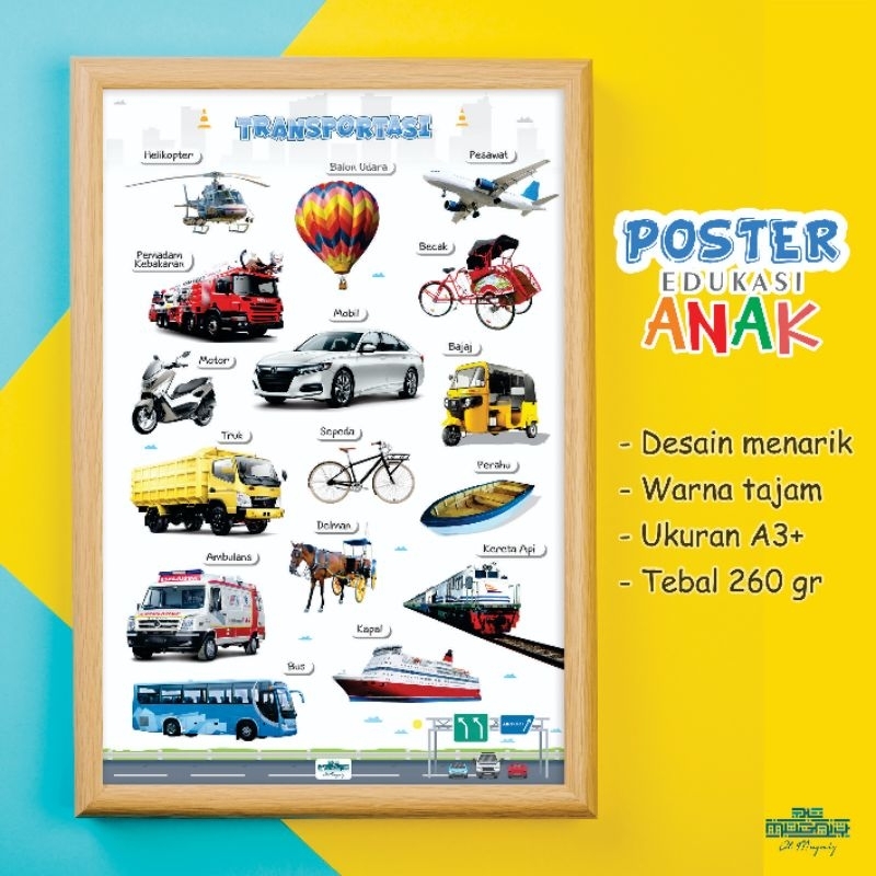 Jual Poster Edukasi Anak - Kendaraan / Alat Transportasi Umum darat ...