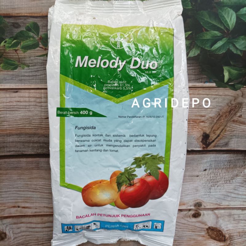 Jual MELODY DUO 66,8 WP 400GR Fungisida Bayer Dua Bahan Aktif Untuk Busuk Daun Kemasan Lecek ...