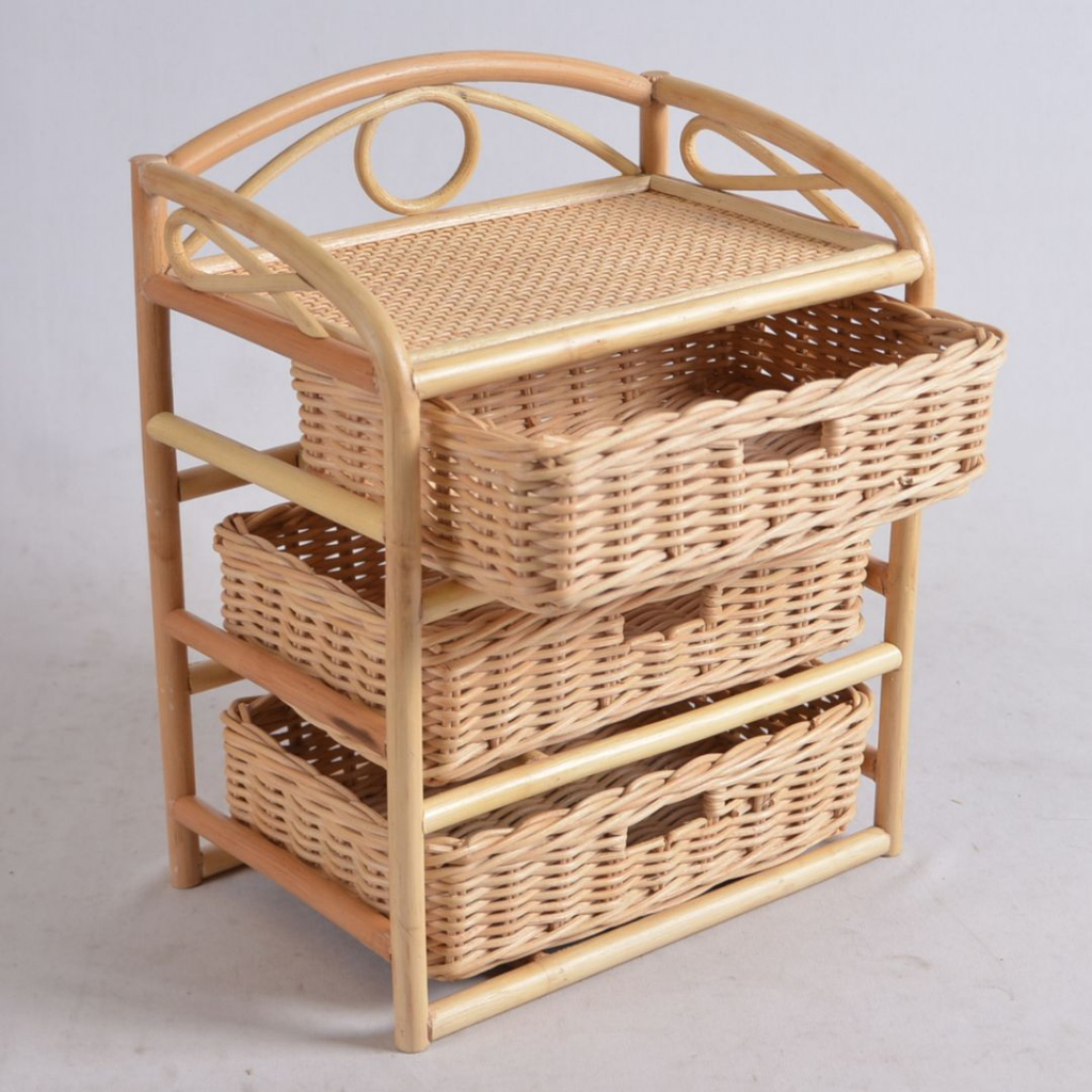 Jual Rattan Mini 3 Tier RCFU-22011 / Keranjang Organizer Rotan / Rak ...
